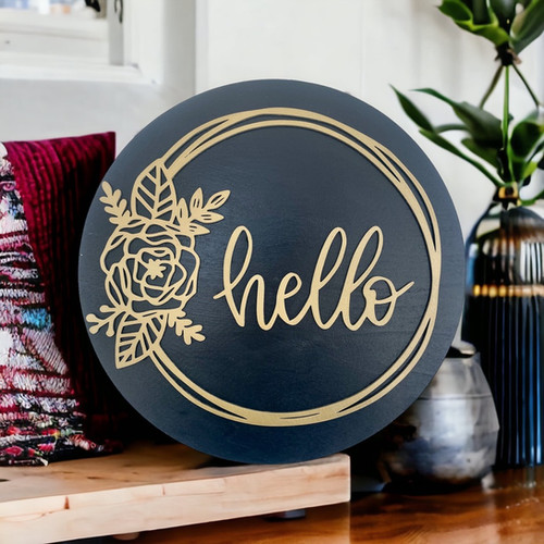 Hello Round Sign | Outside & Arrow