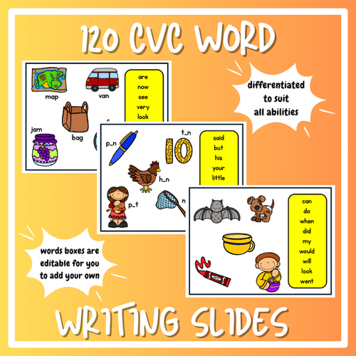 CVC Word Writing Slides | Teacher Elaine