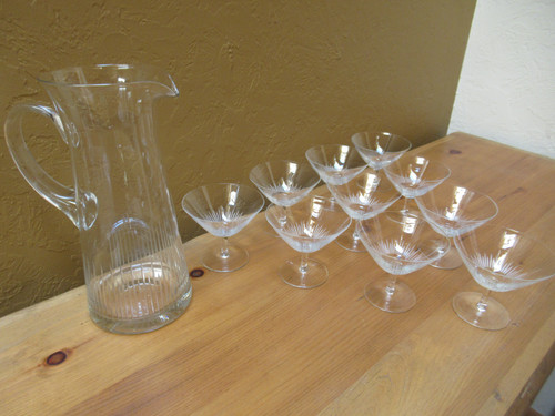 Mid-century Rosenthal Cut Crystal Pitcher and Glasses | snowdriftantiques