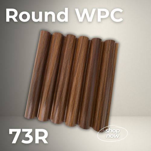 Round WPC Slat Wall Panels Walnut 73R | AbrightShop