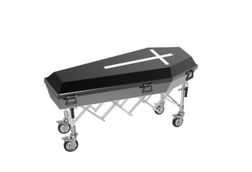 Catafalc funerar extensibil port sicriu cu roti din aluminiu