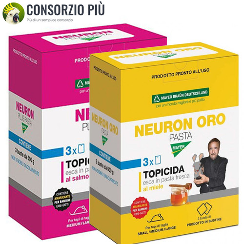 Mayer - Neuron Plus: Topicida - Esca in Pasta Rodenticida Salmone (1,5 kg) - Efficace| Consorzio Più