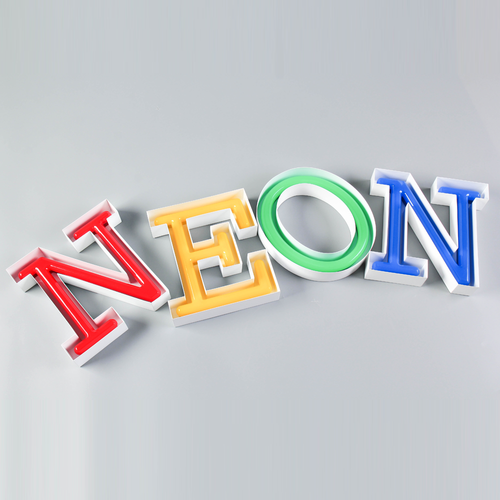 Custom open face metal channel letters with neon led light shopfront ...