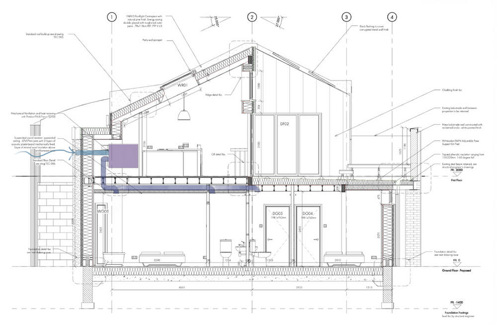 Passive house design with mechanical ventilation and heat recovery (MVHR)
