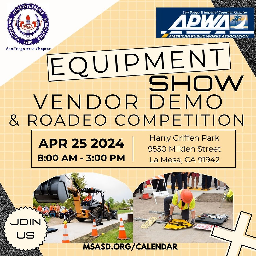 MSA San Diego and APWA Annual Equipment Show, Vendor Demo & Roadeo ...