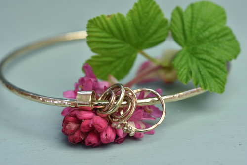 Slim, textured solid gold handmade bangle- | Daisy Dunlop Jewelle