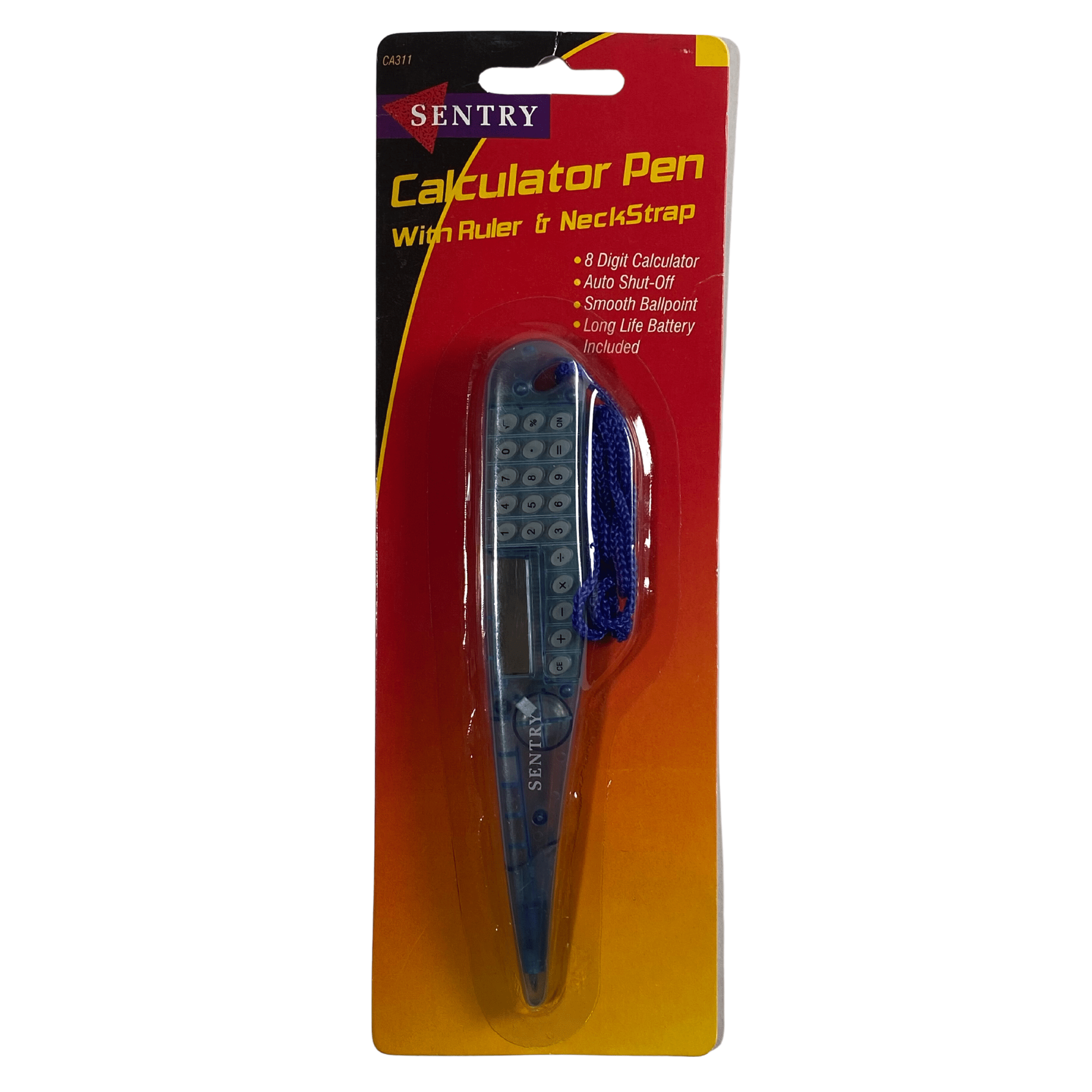 sentry-calculator-pen-with-ruler-and-neck-strap-light-blue-vintage-new ...