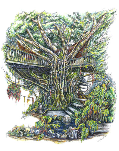 "Tree House" Full Color Card | Woodruff Designs