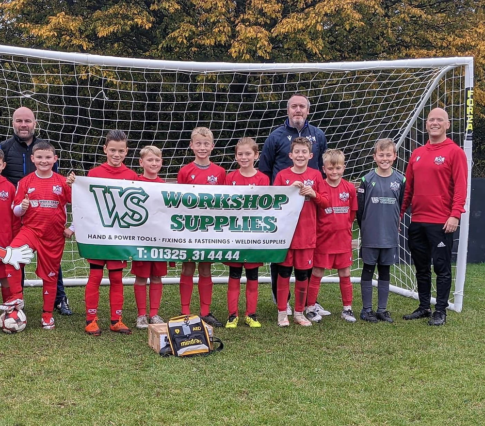 The life saving device handed over to Newton Aycliffe FC’s under 11s.