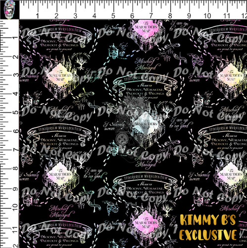 HP Glitter Map Black | K&A Custom Fabrics