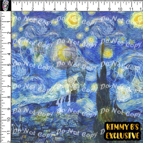 Death Starry Night Regular Scale Border | K&A Custom Fabrics