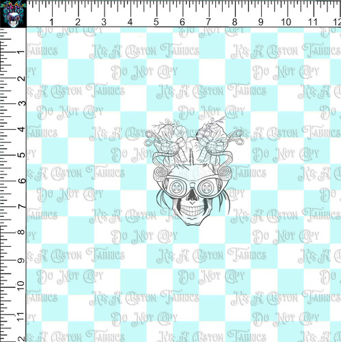 Hex Pastel Billy Teal Checkers Coord | K&A Custom Fabrics