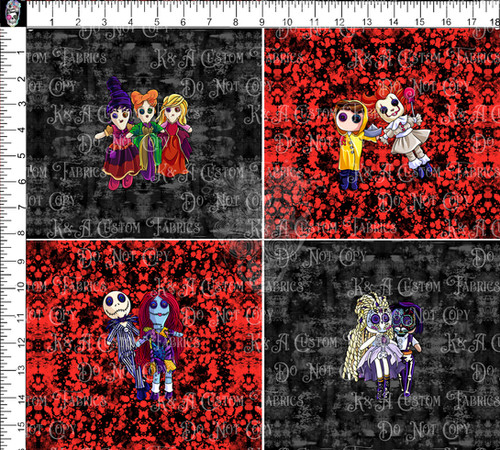 Spooky Sewing Dolls 4 Panel | K&A Custom Fabrics