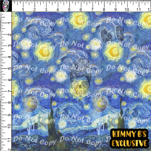 Death Starry Night Small Scale Border | K&A Custom Fabrics