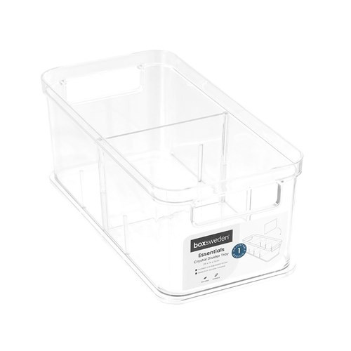 Quartz Storage Tray with Adjustable Divider- Small | One Space at a Time
