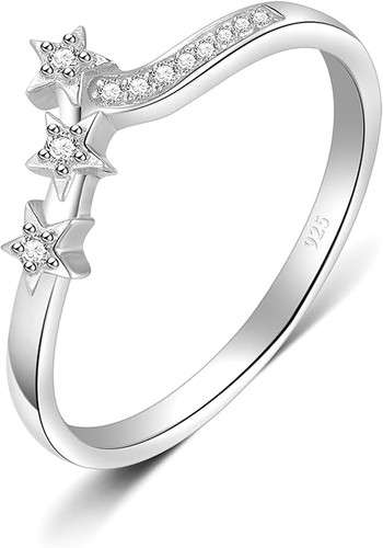 Chevron Wave Three Star Ring | BoRuo925