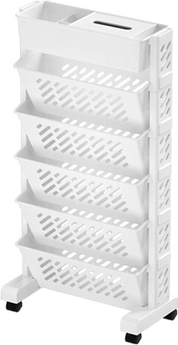 Storage Rack Bookshelf Table Side Wheels Rack Removable Floor Multi ...