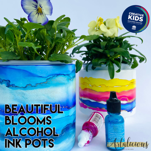 Beautiful Blooms - Kids & Adults Alcohol Inks Pot Workshop | Artalicious