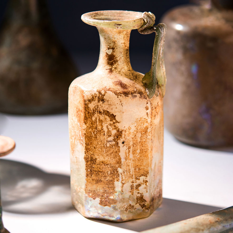 ROMAN GLASS OCTAGONAL PANELLED BOTTLE | Apollo Galleries