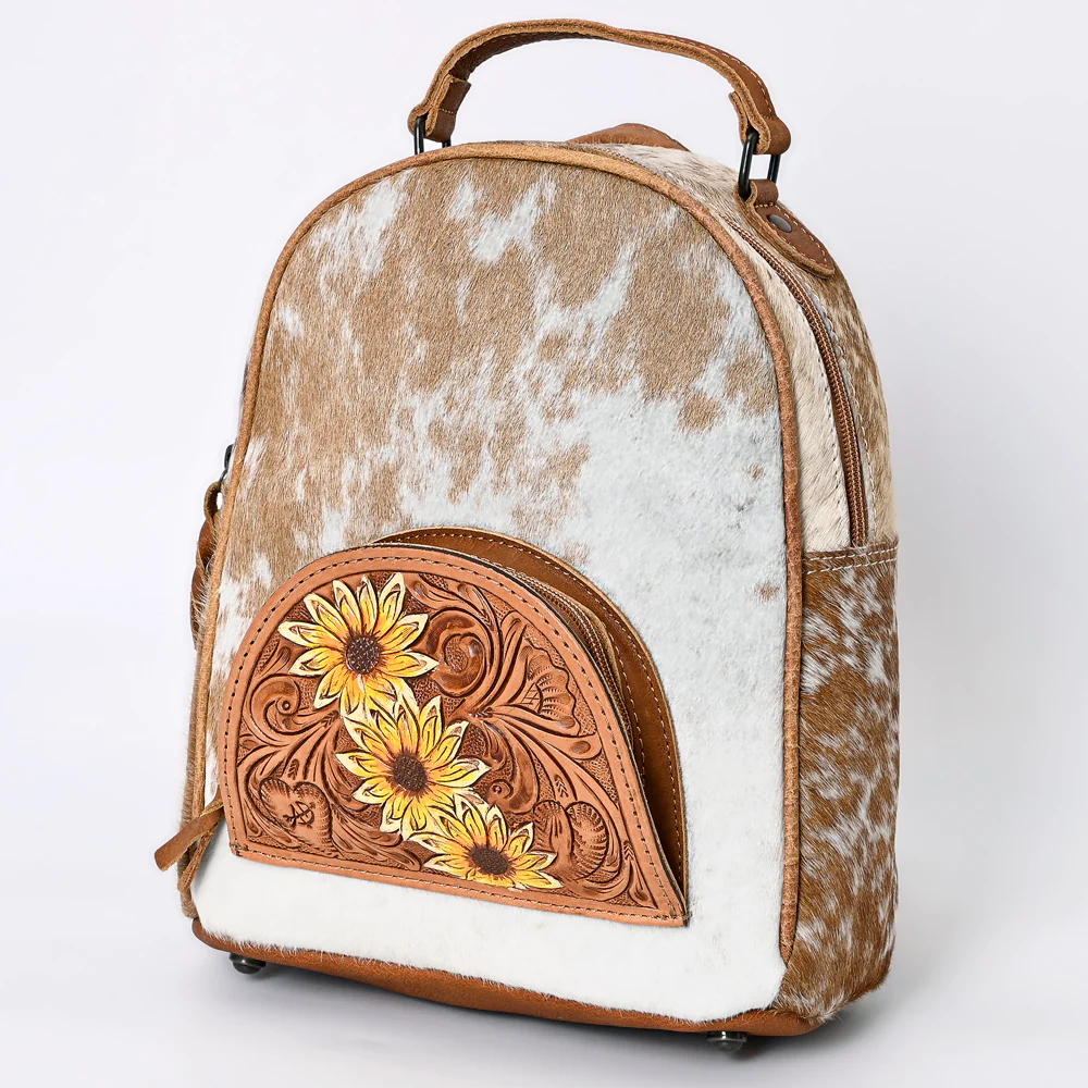 AD Cowhide Leather Sunflower Backpack | Twisted M Ranch