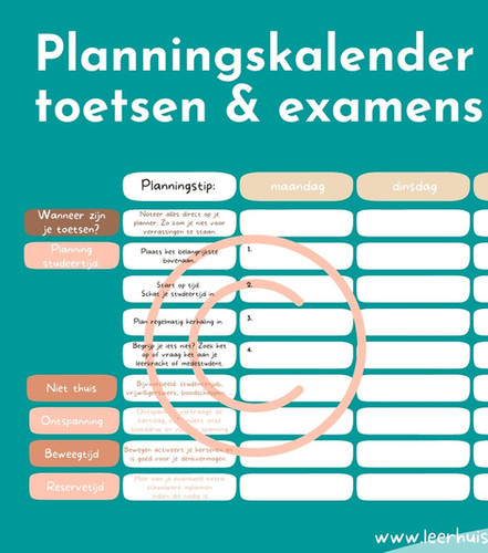 Planningskalender toetsen of examens | Leerhuis Orveyt
