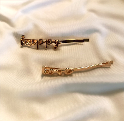 Gold Cursive-Written Hair Clips | Mysite