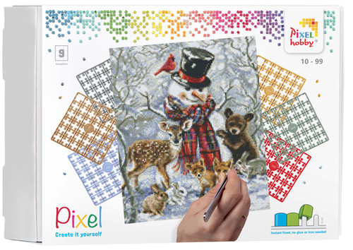Snowman with Animals 9 Baseplate Giftboxed Kit | Pixel Joy