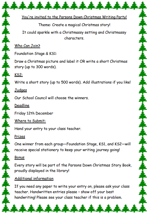 PDP Christmas Writing Competition