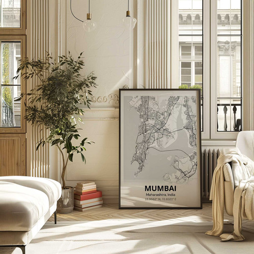 Minimalistic Mumbai Map Poster | Wall Art | DriftCore
