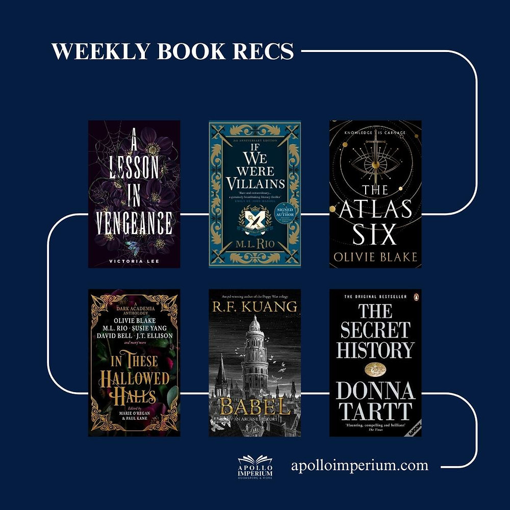 Weekly Book Recs 19-2025: Dark Academia, Enemies to Lovers | Apollo Imperium