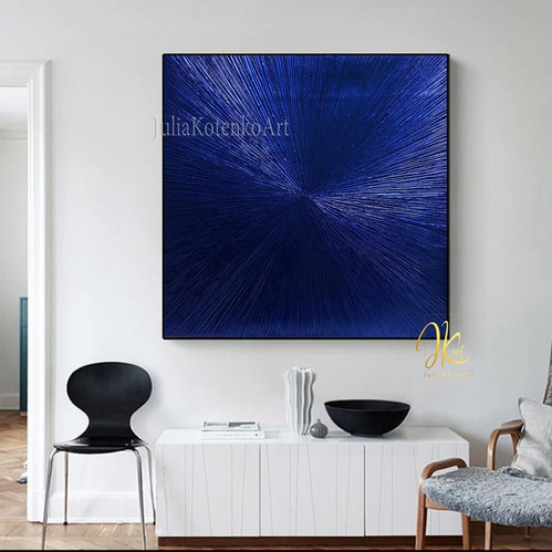 Large Blue Painting, Large Wall Art, Blue Wall Decor, Texture Wall Art ...