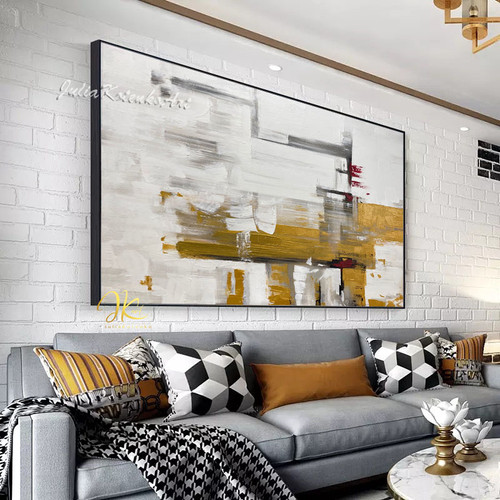 Large Abstract White Oil Painting Textured Wall Art, Extra Large Wall ...