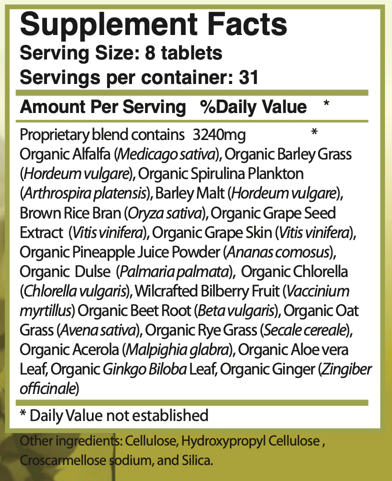 Nutriplex Formulas Super Greens - 250 Tablets | Rooted Nutrition