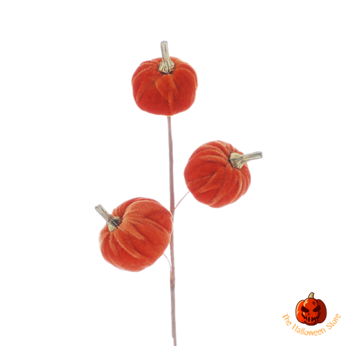 Orange Pumpkins On Stem - 31cm | The Halloween Store