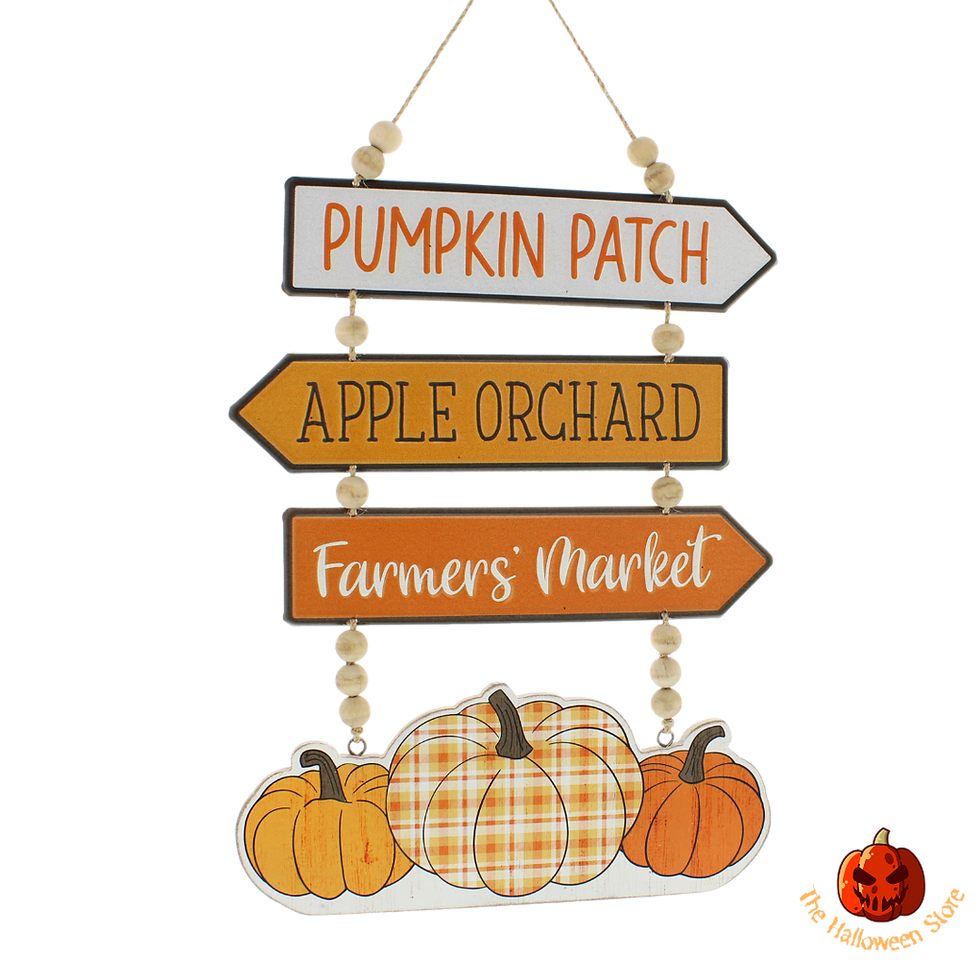 Orange & White Metal Directional Pumpkin Signs - 40cm | The Halloween Store