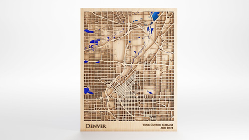 Denver Colorado Wood Map | The Maps Guy