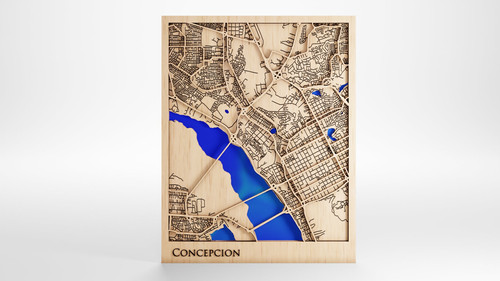 Concepcion Chile Wood Map | The Maps Guy