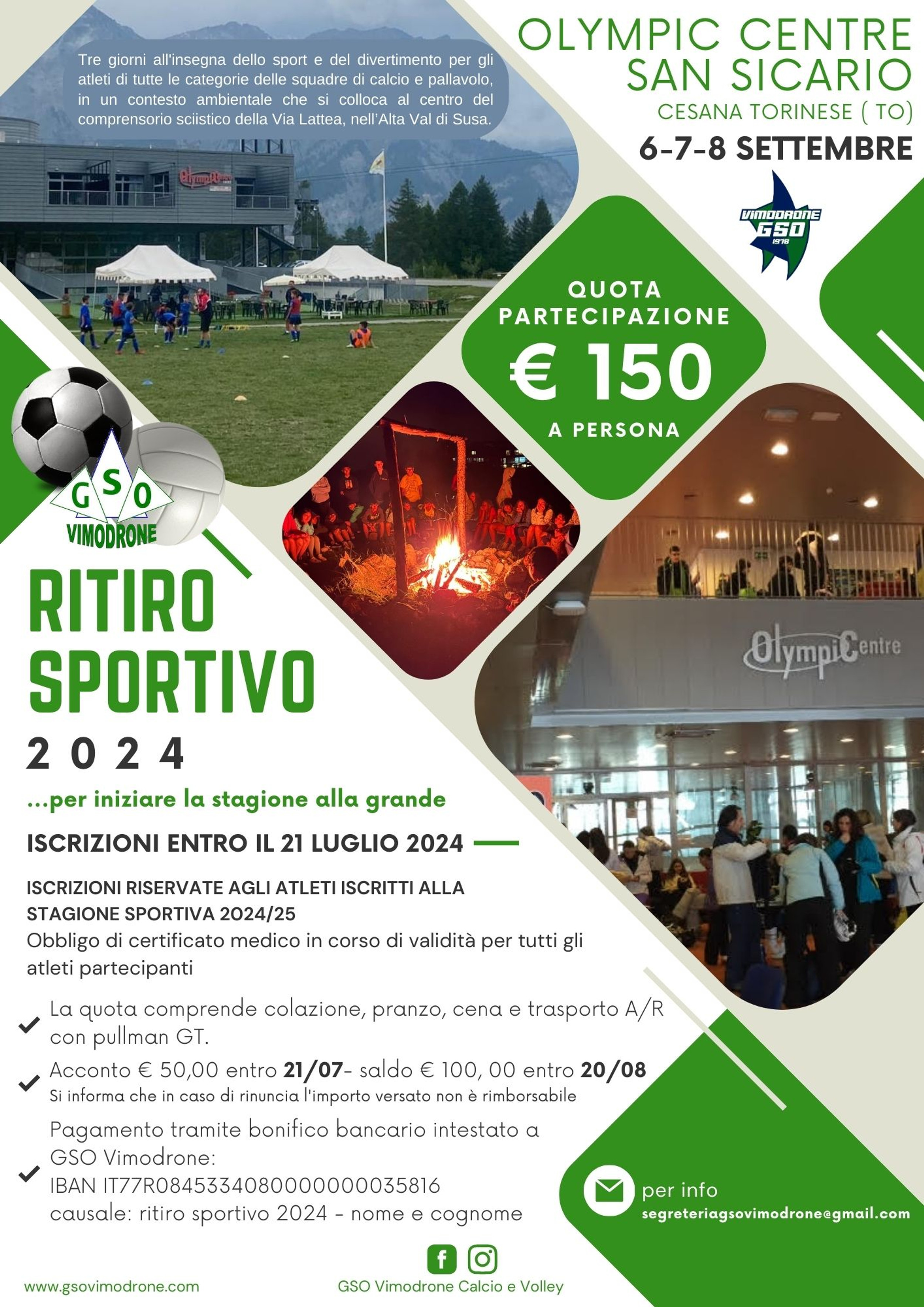 Ritiro Sportivo 2024 | GSO Vimodrone - Calcio e Volley | Info