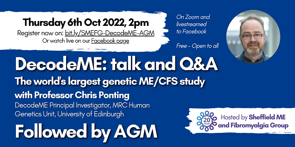 ONLINE TALK+Q&A: DecodeME with Prof Chris Ponting & AGM