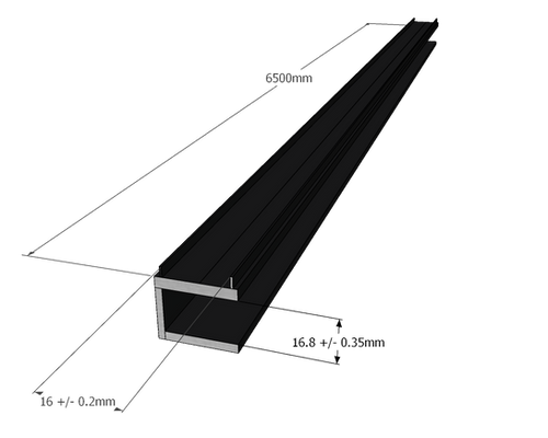 Night Sky (Black) Matt Double U-Trim Channel 6500mm | kluminfencing