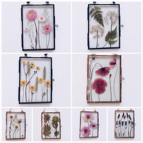 Metalen lijstje - dubbel glas met droogbloemen | KIR RE-UP