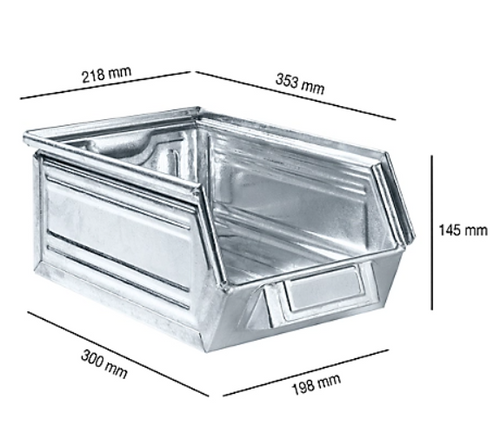 Open fronted storage bin SSI Schäfer LF 14 / 7-3Z, steel,Galvanised | spima