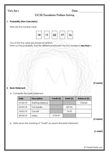 GCSE Problem Solving Volume 5 - All Tiers | MoodyMaths