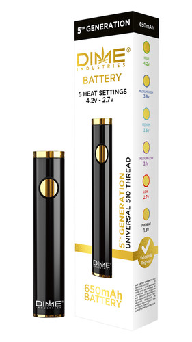 Dime Industries | Black 5th Generation 510 Thread Battery | Family delivery