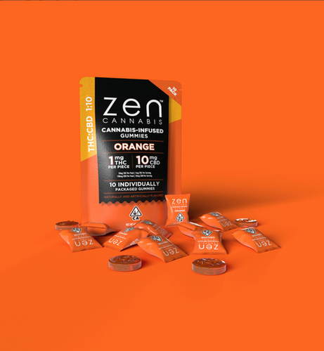 Zen | Orange Gummies | Fast Acting Full Spectrum Gummies | 1MG THC 10MG ...
