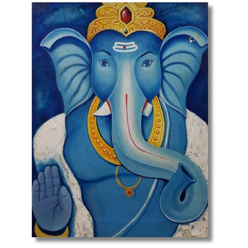 Ganpati Bappa Painting On Canvas For Living Room Buy Online From Indian ...