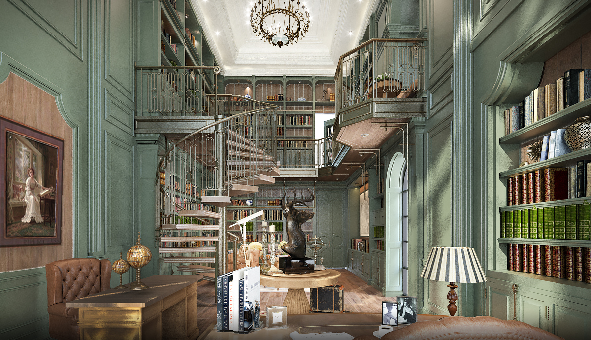 DREAM LIBRARY: ออกแบบห้องสมุดในบ้าน สไตล์คลาสสิก Art Deco | The ...