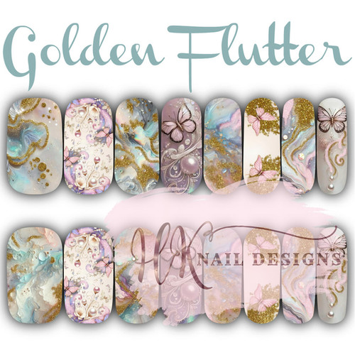 Golden Flutter | Hk Nail Designs