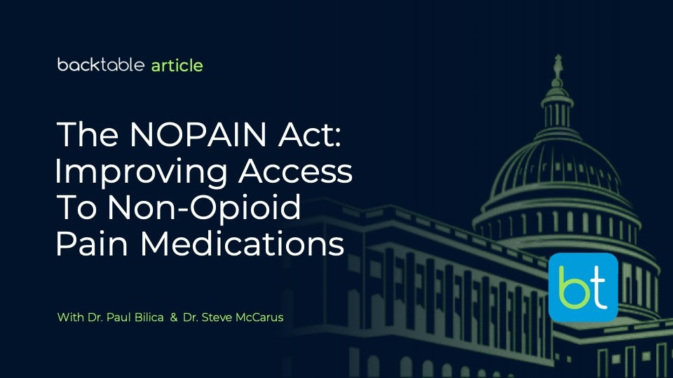 The NOPAIN Act: Improving Access to Non-Opioid Pain Medications