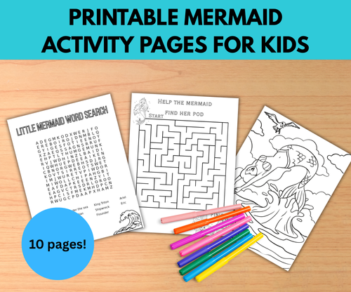 Mermaid Activity Pages For Kids Printable PDF | Mermaid Liv